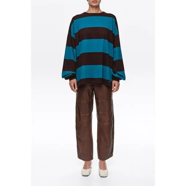 Bimba Y Lola Oversized Striped Long Sleeve T-shirt - Teal
