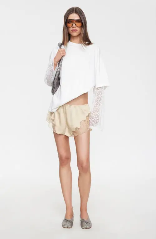 Lioness Bottega Lace Sleeve Oversized Cotton Top