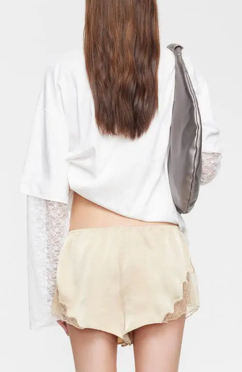 Lioness Bottega Lace Sleeve Oversized Cotton Top