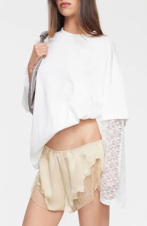 Lioness Bottega Lace Sleeve Oversized Cotton Top