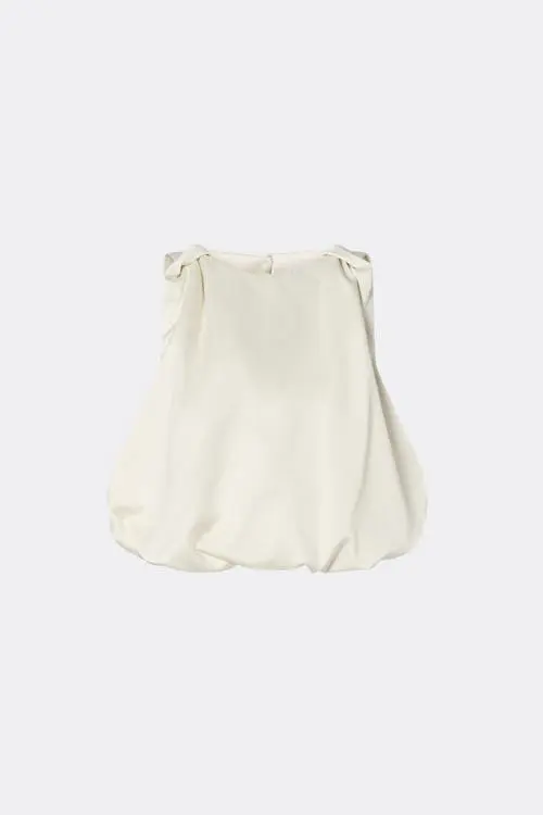 MALINA Valentina Knotted Shoulder Satin Top - Pearl