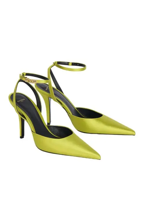 Balmain Satin Strappy Courts - Green