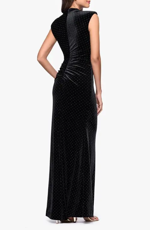 Betsy & Adam Stud Detail Sleeveless Velvet Gown