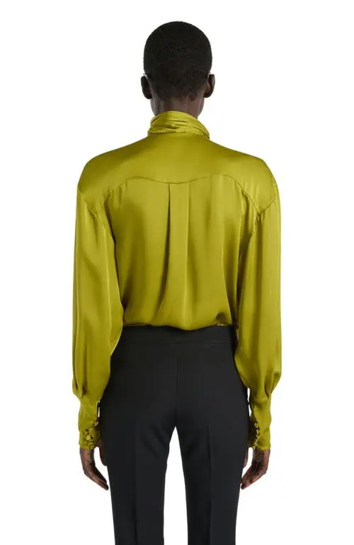 Balmain Draped Silk Chiffon Blouse