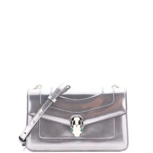 BVLGARI Serpenti Forever Shoulder Bag Metallic Leather Small