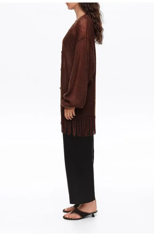 Bimba Y Lola Long Fringed Cardigan