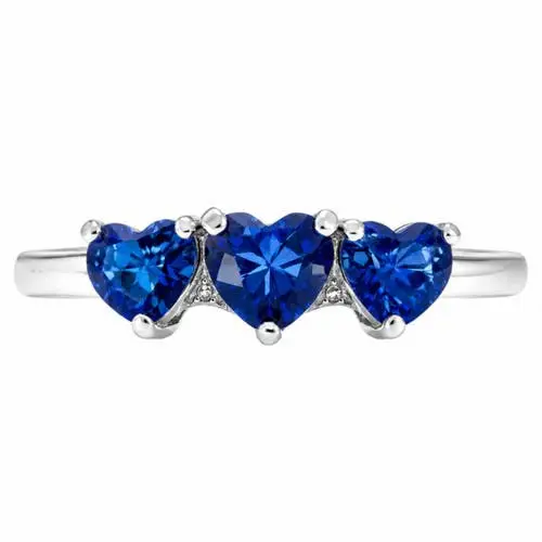 DONATELLO GIAN Created Sapphire Heart Trio Ring - Blue