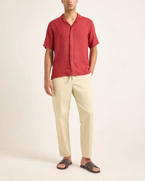 Orlebar Brown Maitan Lino Relaxed-fit Shirt - Dark Ruby