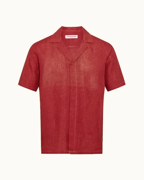 Orlebar Brown Maitan Lino Relaxed-fit Shirt - Dark Ruby