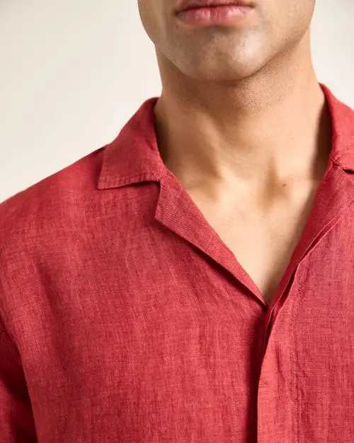 Orlebar Brown Maitan Lino Relaxed-fit Shirt - Dark Ruby