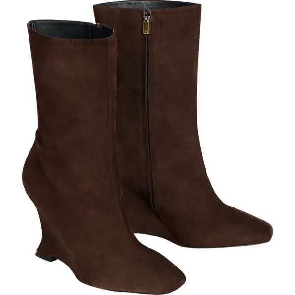 Balmain Wedge Ankle Boots In Suede