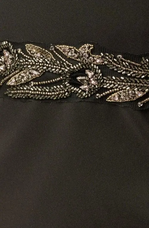 Aidan Mattox Bead Detail One-shoulder Stretch Crepe Gown