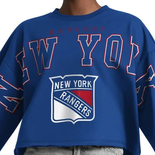 STARTER New York Rangers Bleachers Cropped Drop Shoulder Sweatshirt