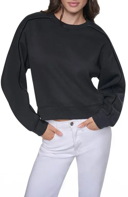 Dkny Velvet Logo Cotton Blend Sweatshirt - Black