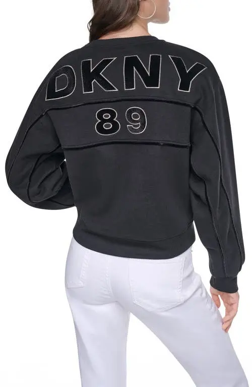 Dkny Velvet Logo Cotton Blend Sweatshirt - Black