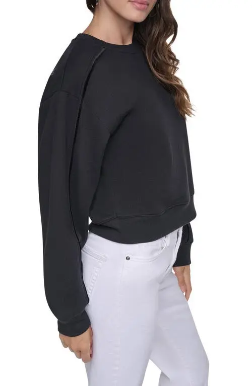 Dkny Velvet Logo Cotton Blend Sweatshirt - Black