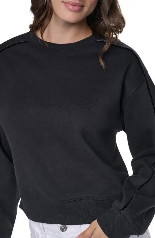Dkny Velvet Logo Cotton Blend Sweatshirt - Black