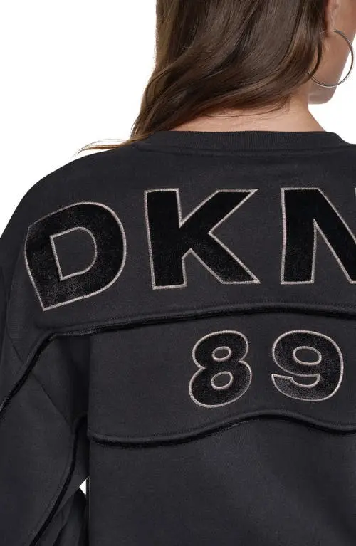 Dkny Velvet Logo Cotton Blend Sweatshirt - Black