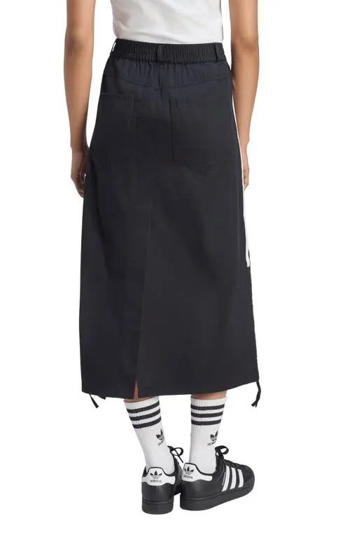 ADIDAS ORIGINALS Cotton Twill Midi Skirt - Black
