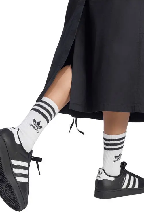 ADIDAS ORIGINALS Cotton Twill Midi Skirt - Black