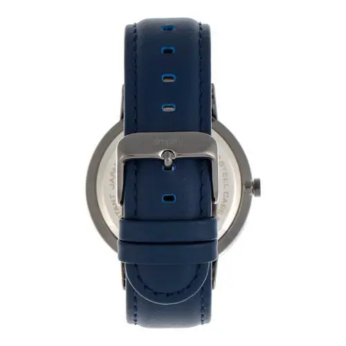 SIMPLIFY The 6500 Leather Strap Watch - Blue