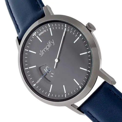SIMPLIFY The 6500 Leather Strap Watch - Blue
