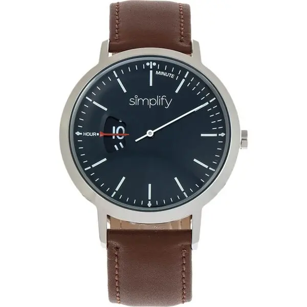 SIMPLIFY The 6500 Leather Strap Watch - Brown