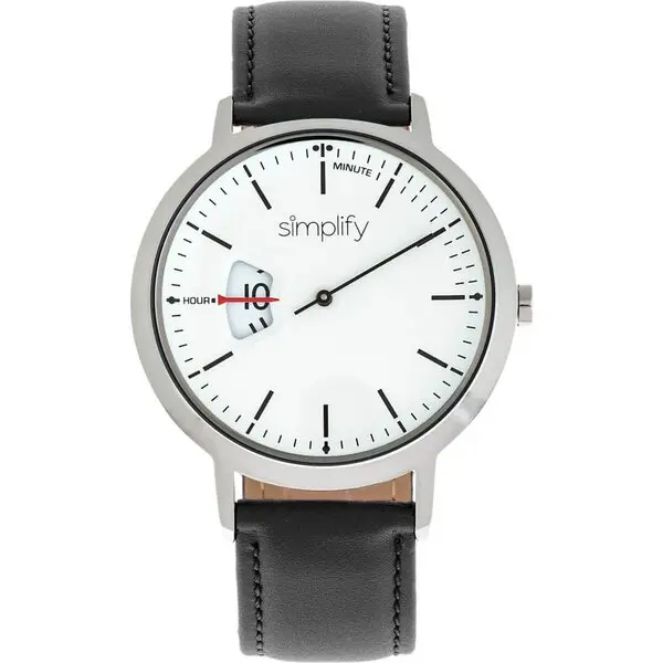 SIMPLIFY The 6500 Leather Strap Watch - White