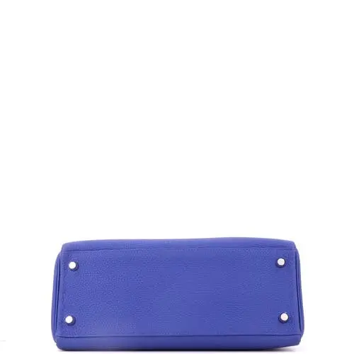Hermès Kelly Au Trot Handbag Togo With Palladium Hardware 28 - Blue