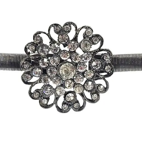 MADISON BEVERLY HILLS Vintage 1970s Floral Rhinestone Buckle Belt