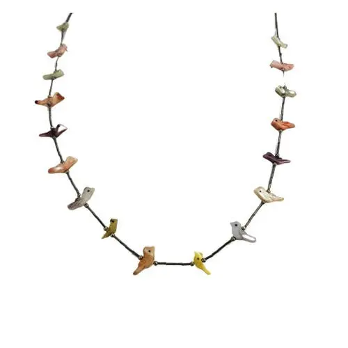 MADISON BEVERLY HILLS Vintage 1970s Mother Of Pearl Fetish Bird Necklace - Pink