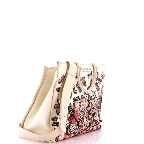 BVLGARI Convertible Shopping Tote Printed Canvas And Leather
