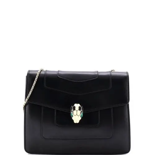 BVLGARI Serpenti Forever Square Shoulder Bag Leather Medium - Black