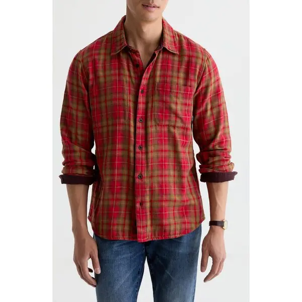 Ag Matteo Reversible Plaid Shirt - Red Multi
