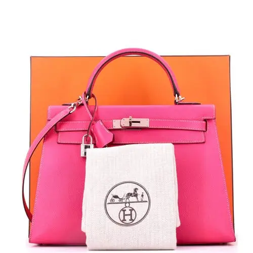 Hermès Kelly Handbag Epsom With Palladium Hardware 32 - Pink