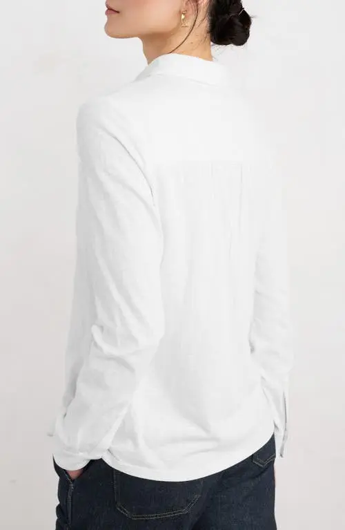 SEASALT CORNWALL Teasel Head Organic Cotton Knit Button-up Shirt