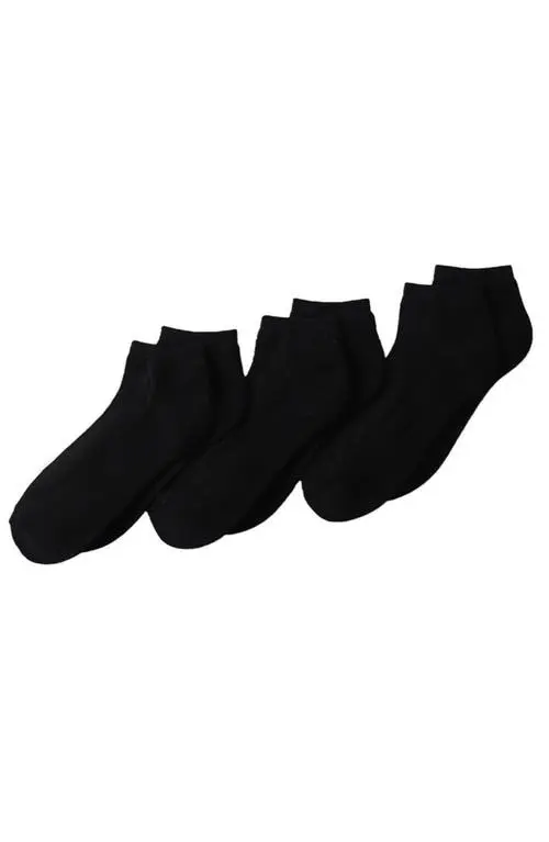 LANDS' END 3-pack Soft Viscose Half Cushion Quarter Socks - Black