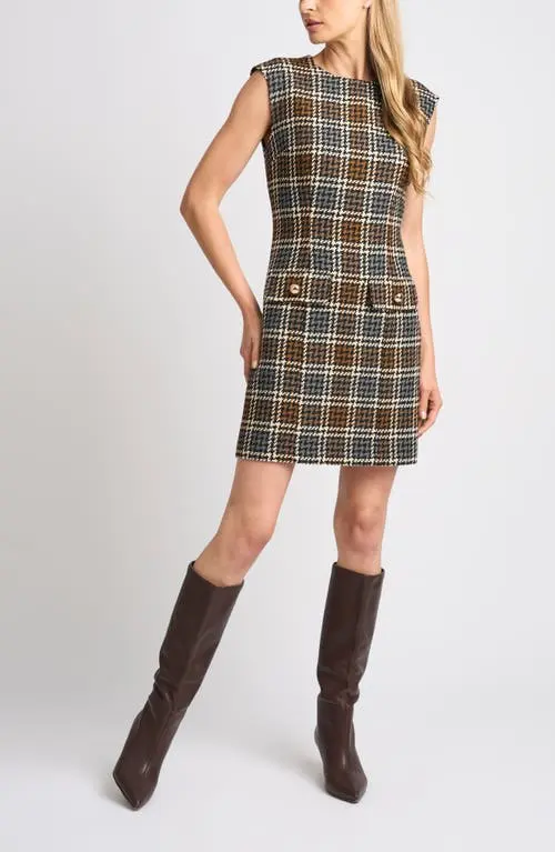 Ted Baker London Jamie Plaid Shift Dress - Rich Black