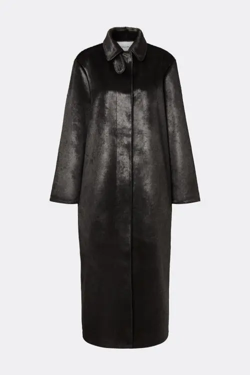 MALINA Phoebe Faux Pony Hair Long Coat