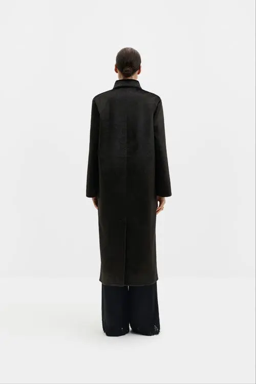 MALINA Phoebe Faux Pony Hair Long Coat
