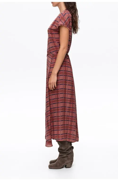 Bimba Y Lola Checked Fluid Midi Dress With Flare