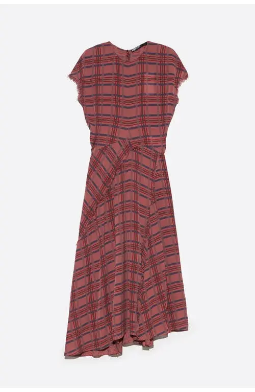 Bimba Y Lola Checked Fluid Midi Dress With Flare