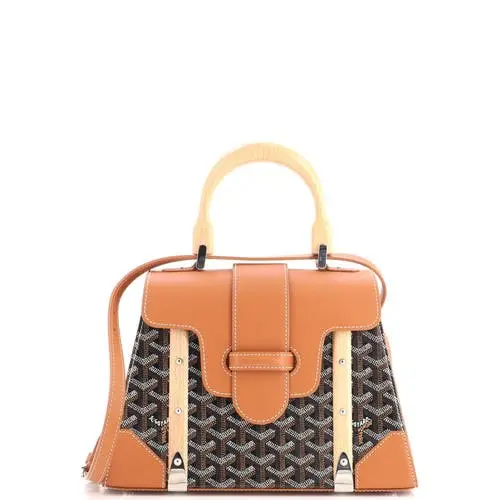 Goyard Saigon Top Handle Bag Coated Canvas With Leather Pm - Brown