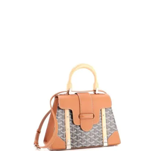 Goyard Saigon Top Handle Bag Coated Canvas With Leather Pm