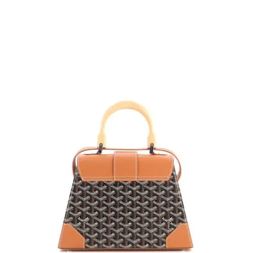 Goyard Saigon Top Handle Bag Coated Canvas With Leather Pm