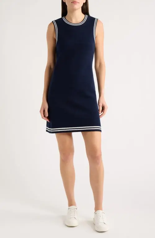 Bernardo Varsity Cotton Sweater Dress - Evening Blue