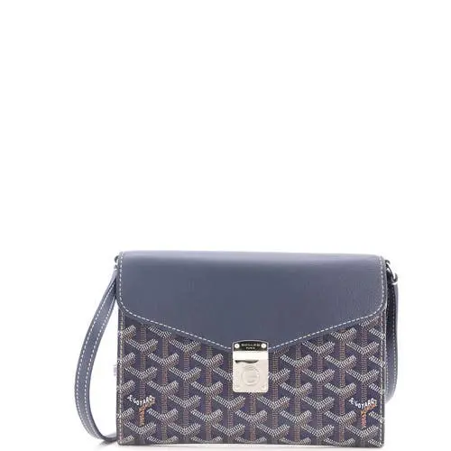 Goyard Chypre Wallet On Strap Coated Canvas With Leather - Blue