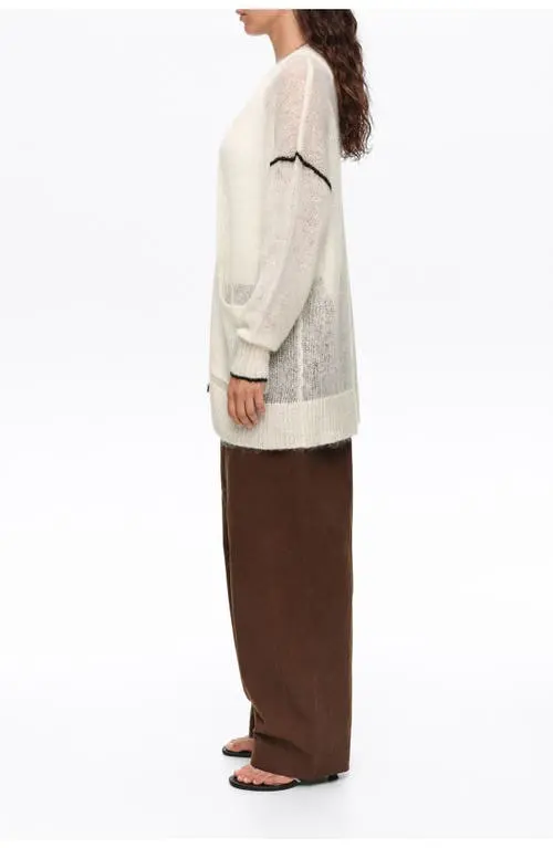 Bimba Y Lola Long Mohair Cardigan With Contrast Trim