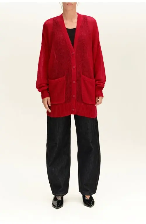 Bimba Y Lola Long Mohair Cardigan - Red