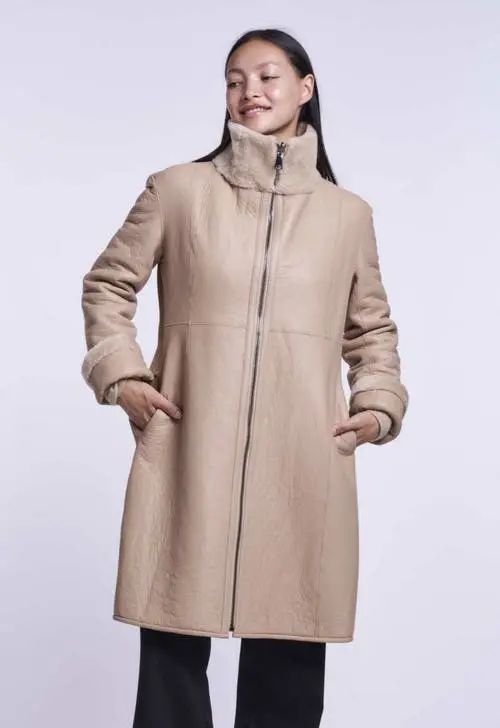 BLUE DUCK Zipper Shearling Coat